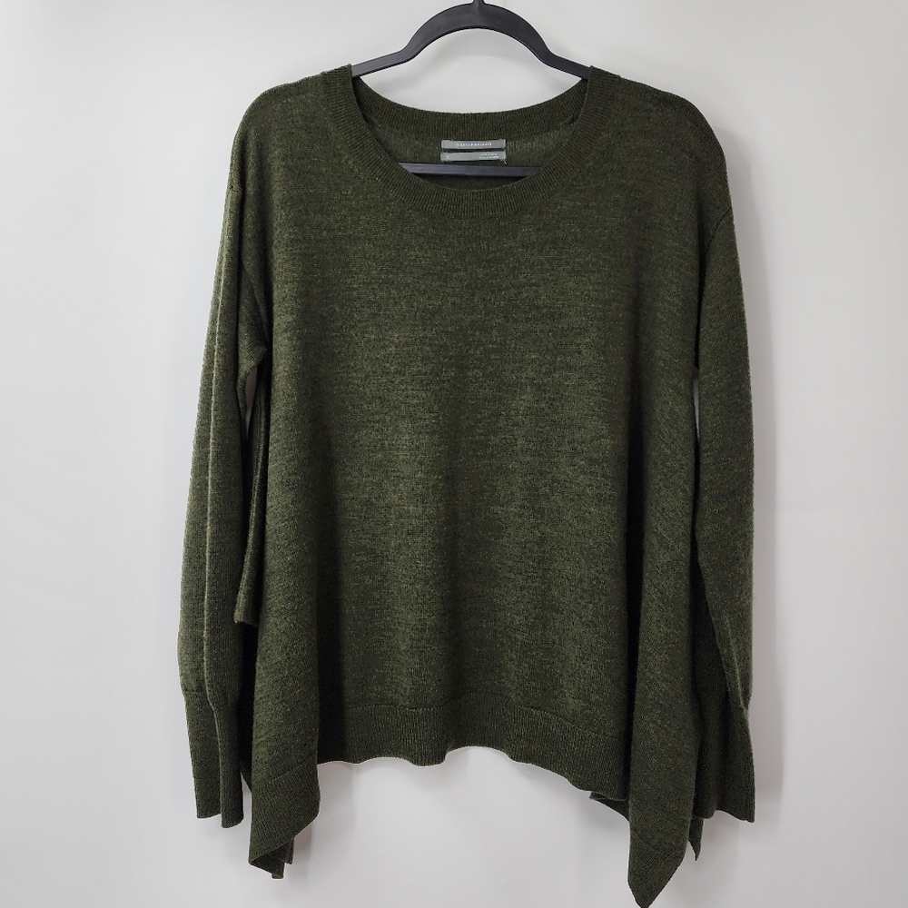 Anthropologie 100% Merino Wool Dark Green Sweater S - Gem
